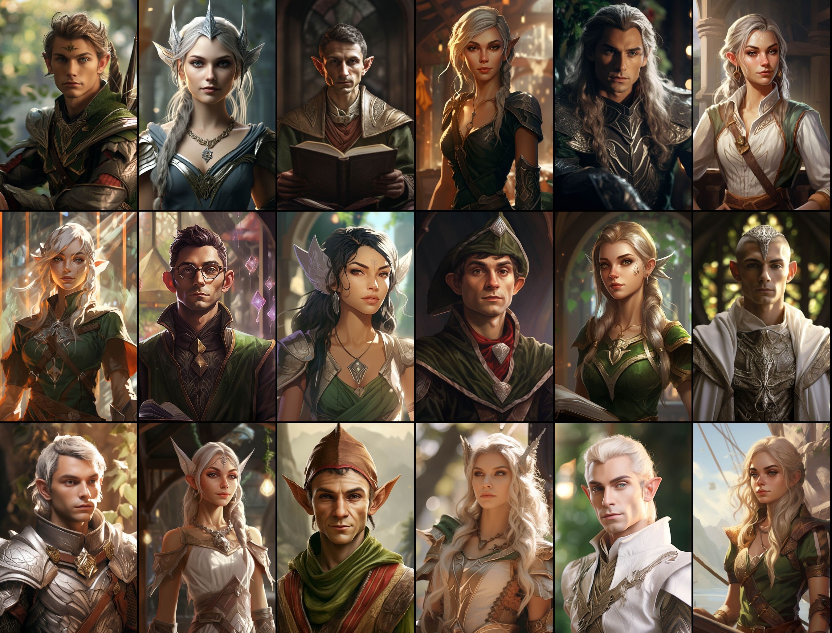 Dnd 60 Elves Character Portrait Art Bundle, D&D Pictures, Player ...