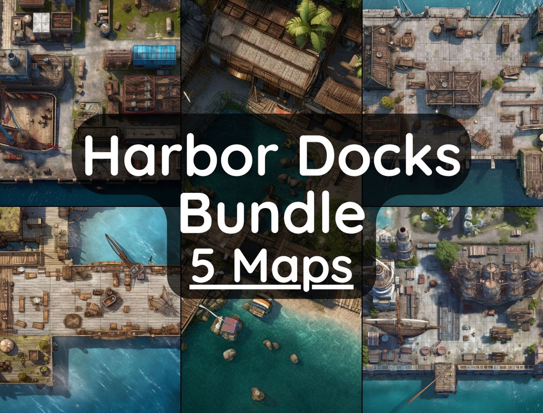 Dnd Harbor Battle Map Bundle, 5 D&D Digital Battlemaps, Dungeons and ...
