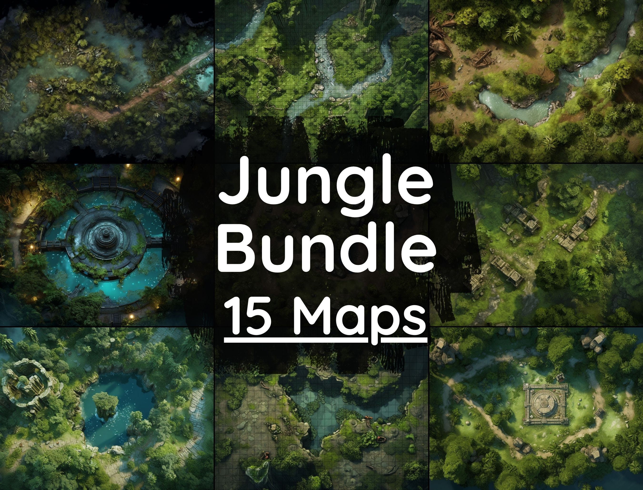 Dnd Jungle Battle Map Mega Bundle, 15 D&D Battlemaps, Dungeons and ...