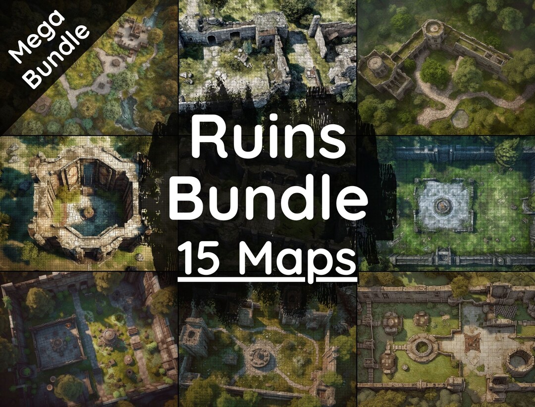 Dnd Ruins Battle Map Mega Bundle, 15 D&D Battlemaps, Dungeons and ...
