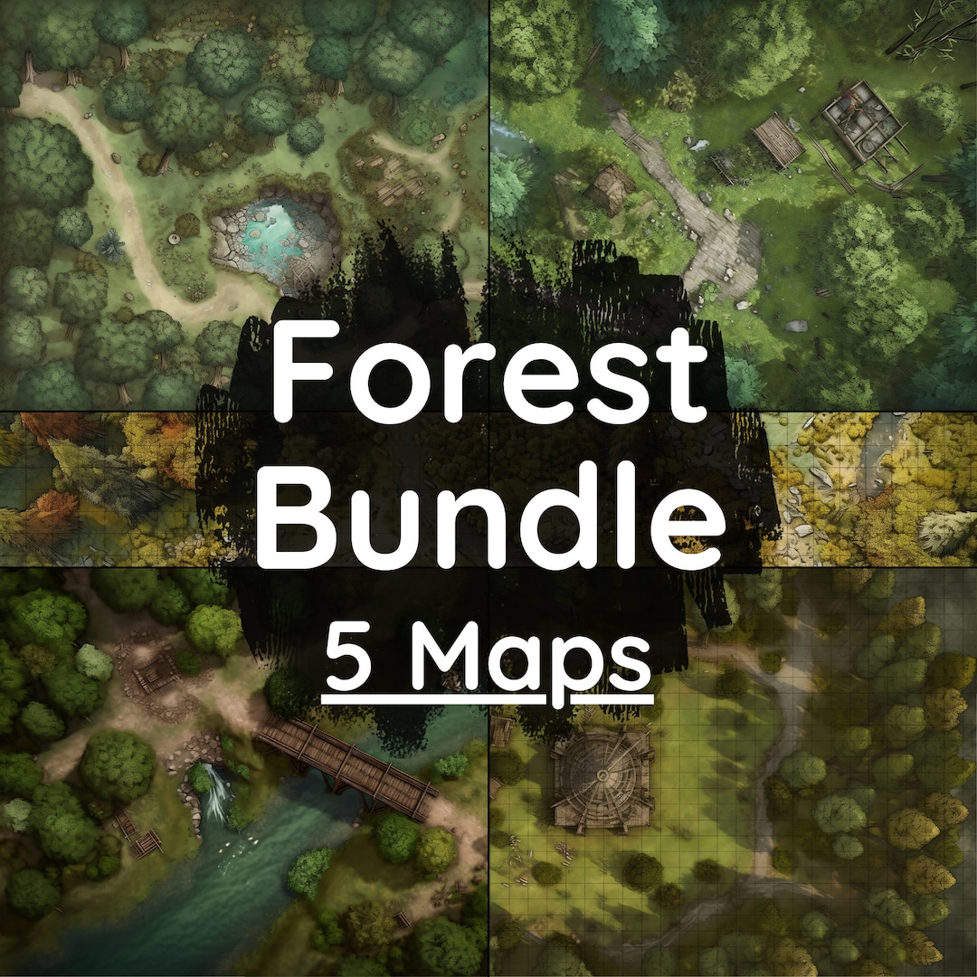 Dnd Forest Battle Map Bundle, 5 D&D Digital Battlemaps, Dungeons and ...