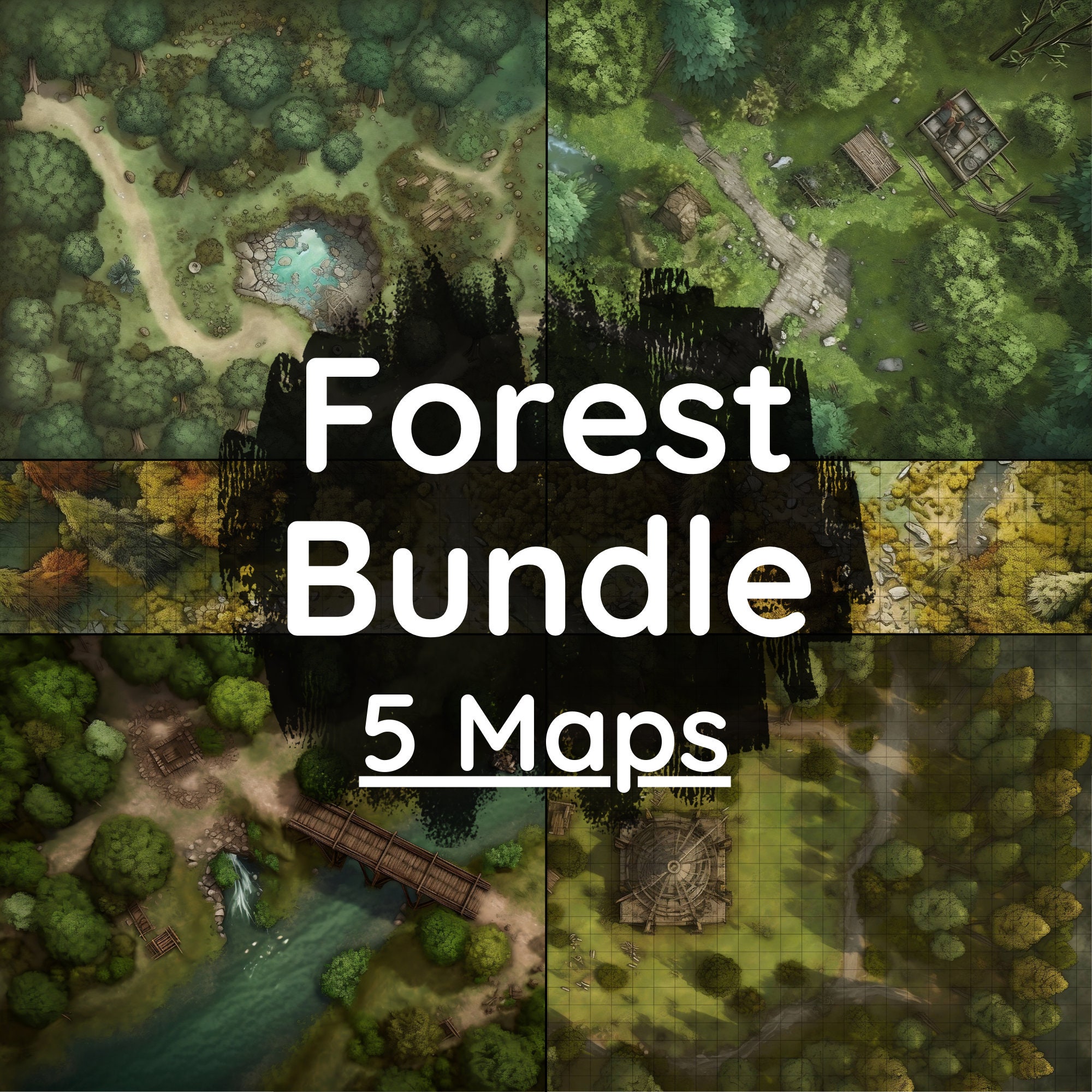 Dnd Forest Battle Map Bundle, 5 D&D Digital Battlemaps, Dungeons and ...
