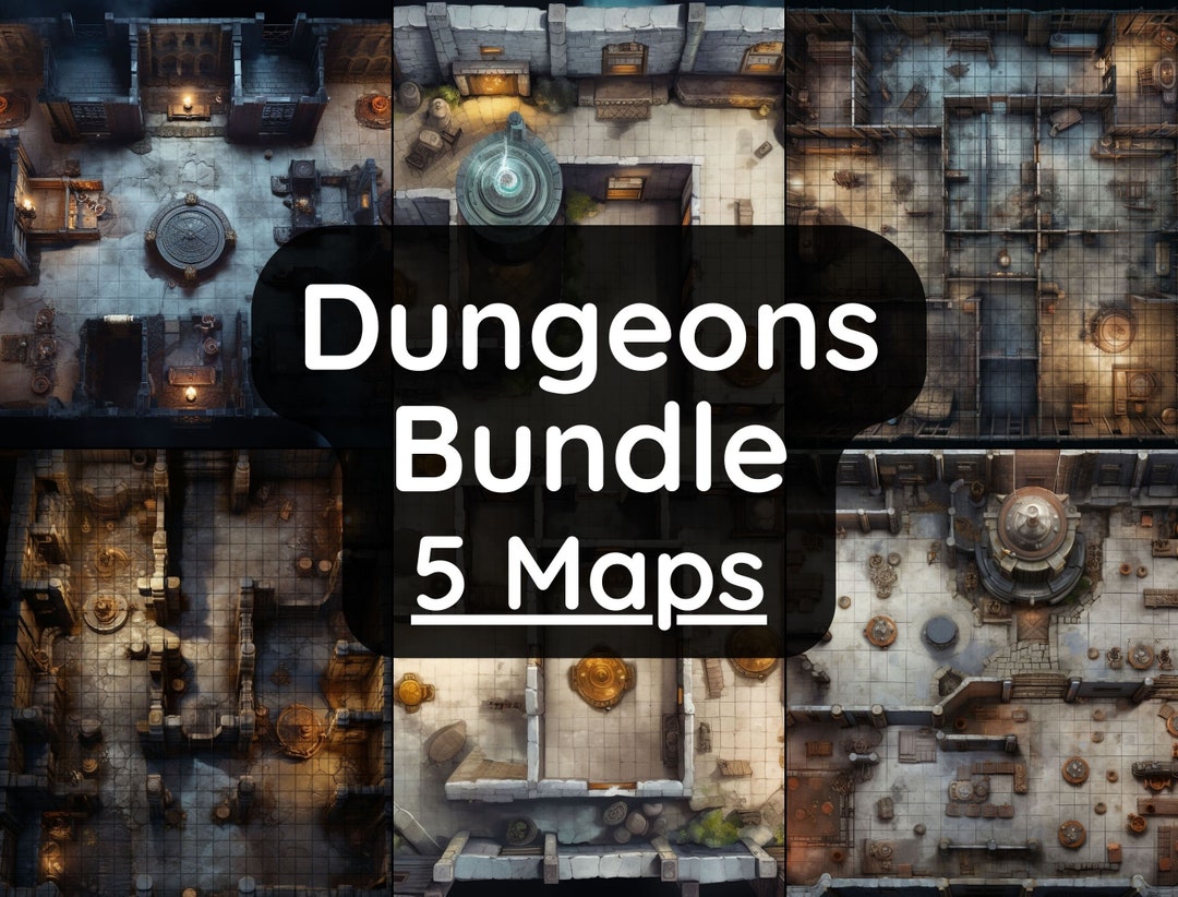 Dnd Dungeon Battle Map Bundle, 5 D&D Digital Battlemaps, Dungeons and ...