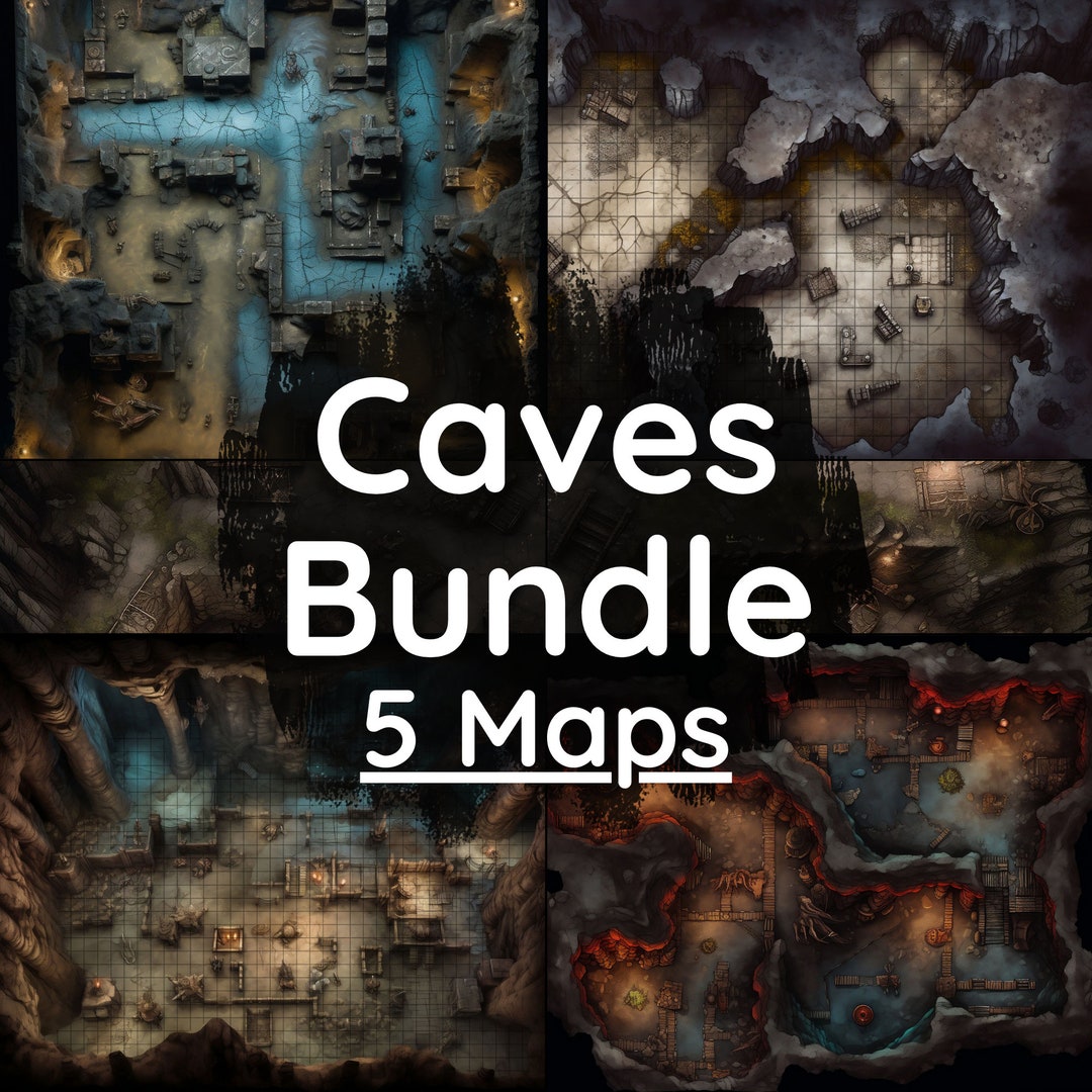 Dnd Cave Battle Map Bundle 5 Dandd Digital Battlemaps Dungeons And Dragons Battle Maps Roll20