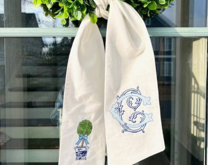 Laurel Swag Monogram Wreath Sash - Etsy
