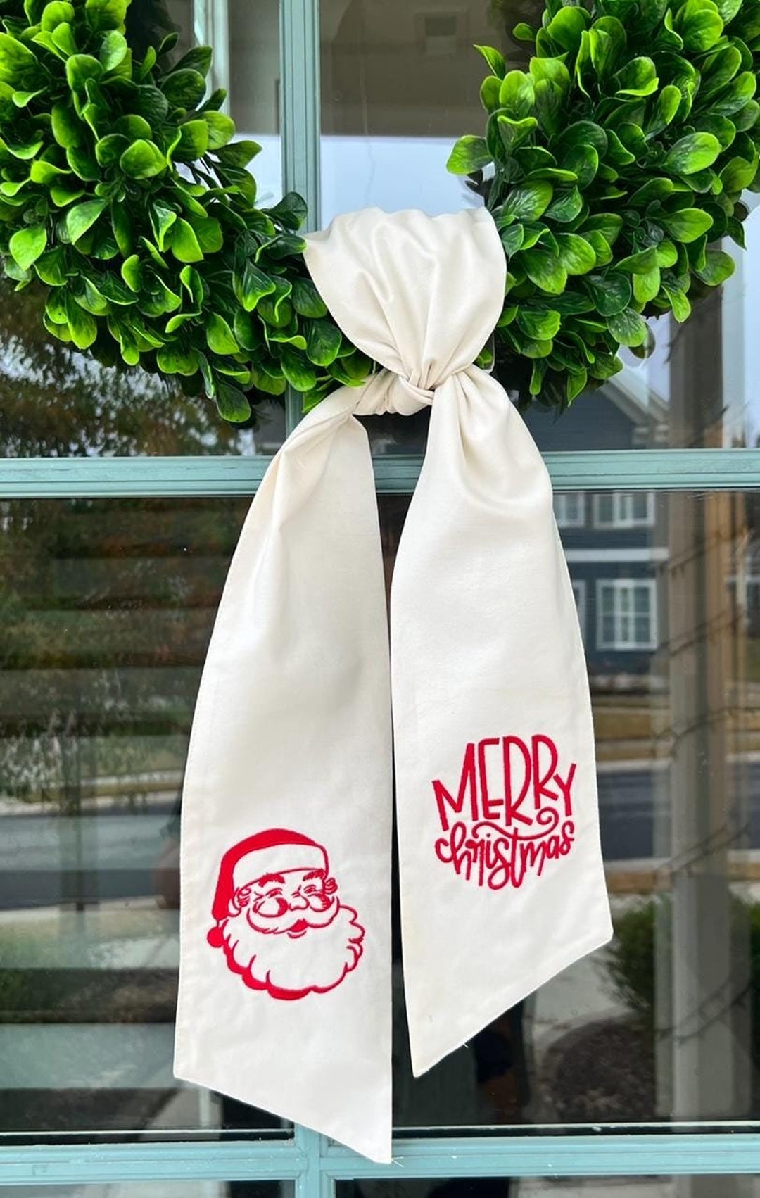 Christmas Wreath Sash- Merry Christmas / Santa - Etsy