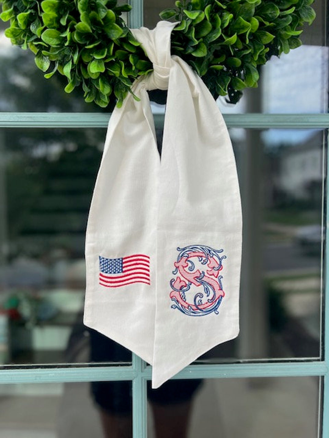 Custom Wreath Sash - Patriotic American Flag - Etsy