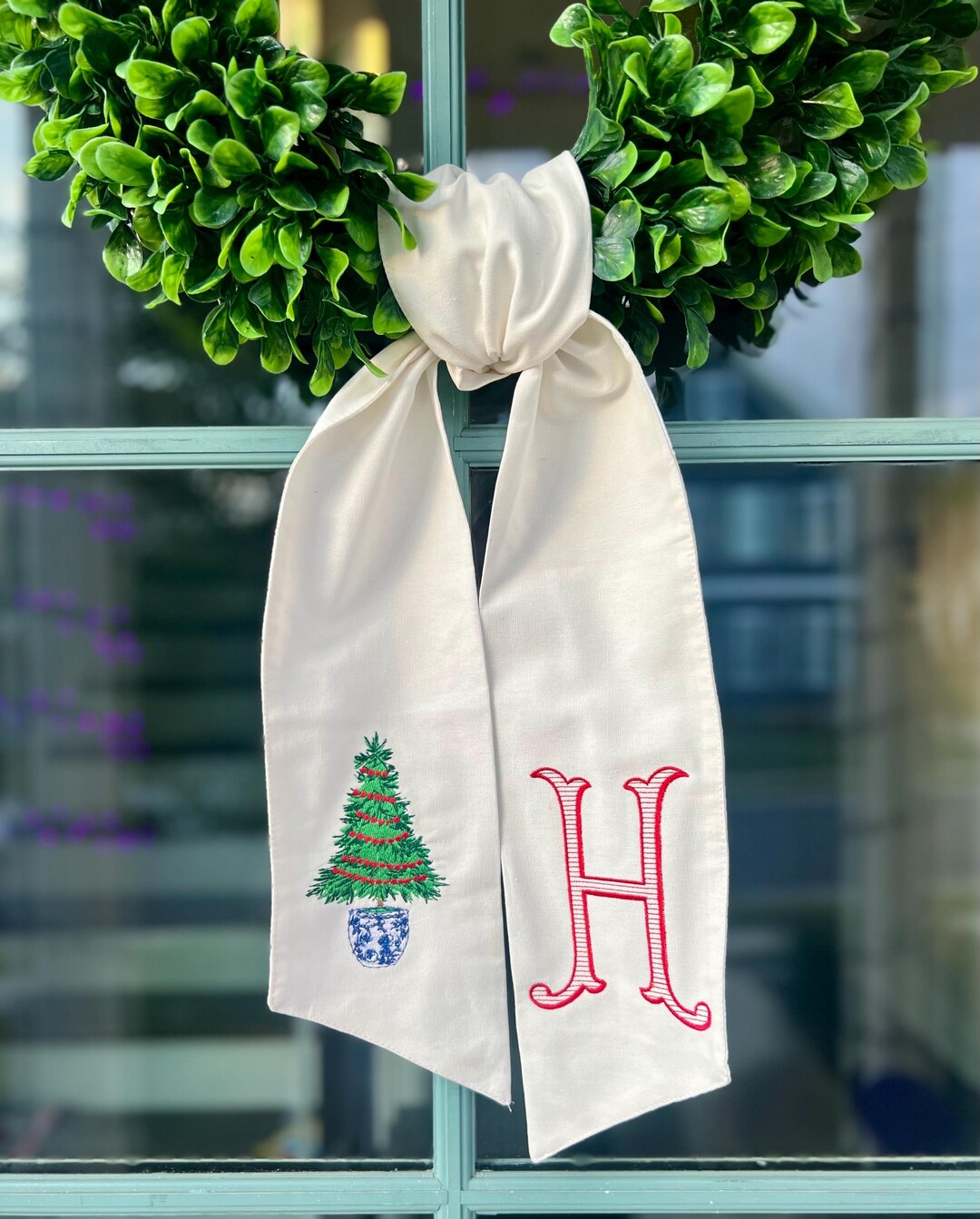 Custom Wreath Sash - Christmas Tree - Etsy