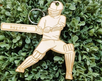 Personalised Cricket Bat Keyring, Keychain, Cricket Lovers, Engraved ...