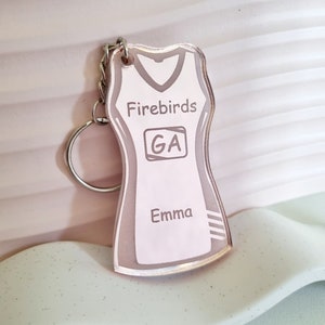 Personalised Acrylic Netball Dress Keyring, Netball Player Gift ...