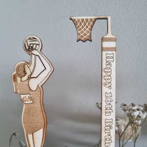 Netball Cake Topper, Personalised Birthday Decoration, Engraved - Etsy ...
