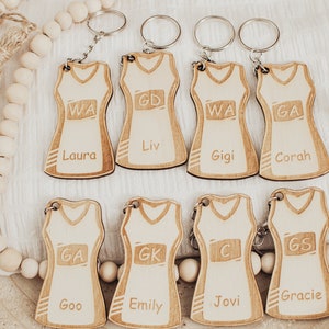 Personalised Netball Dress Keyring, Custom Netball Gift, Netball Player Keychain, Netball Coach ...