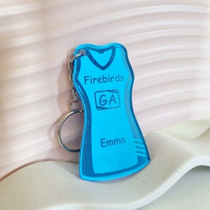 Personalised Acrylic Netball Dress Keyring, Netball Player Gift ...
