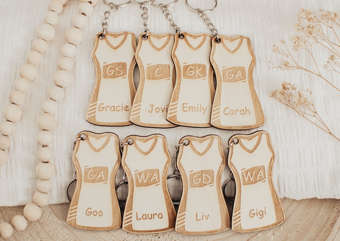Personalised Netball Dress Keyring, Custom Netball Gift, Netball Player ...