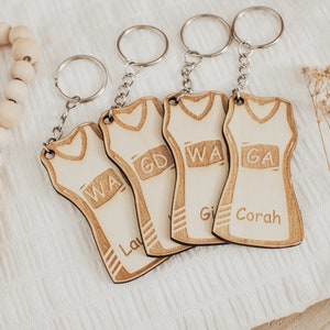 Personalised Netball Dress Keyring, Custom Netball Gift, Netball Player ...