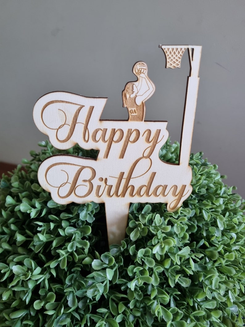 Netball Themed Happy Birthday Cake Topper, Personalised Birthday ...