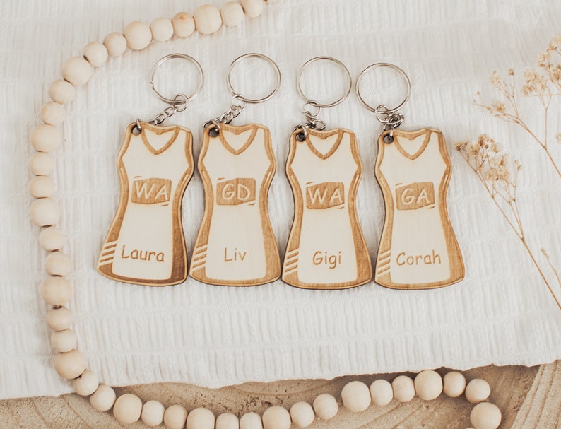 Personalised Netball Dress Keyring, Custom Netball Gift, Netball Player ...