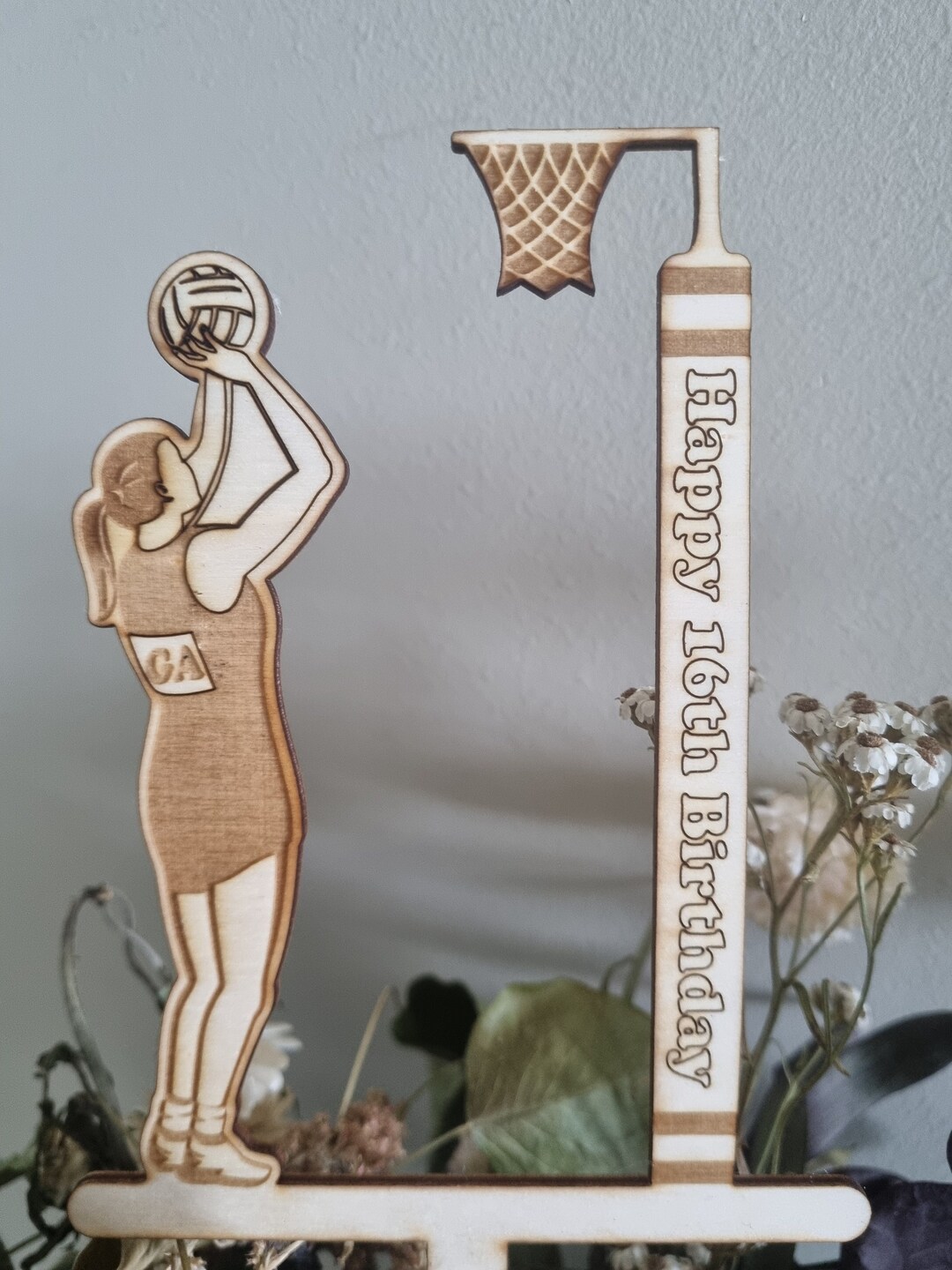 Netball Cake Topper, Personalised Birthday Decoration, Engraved - Etsy