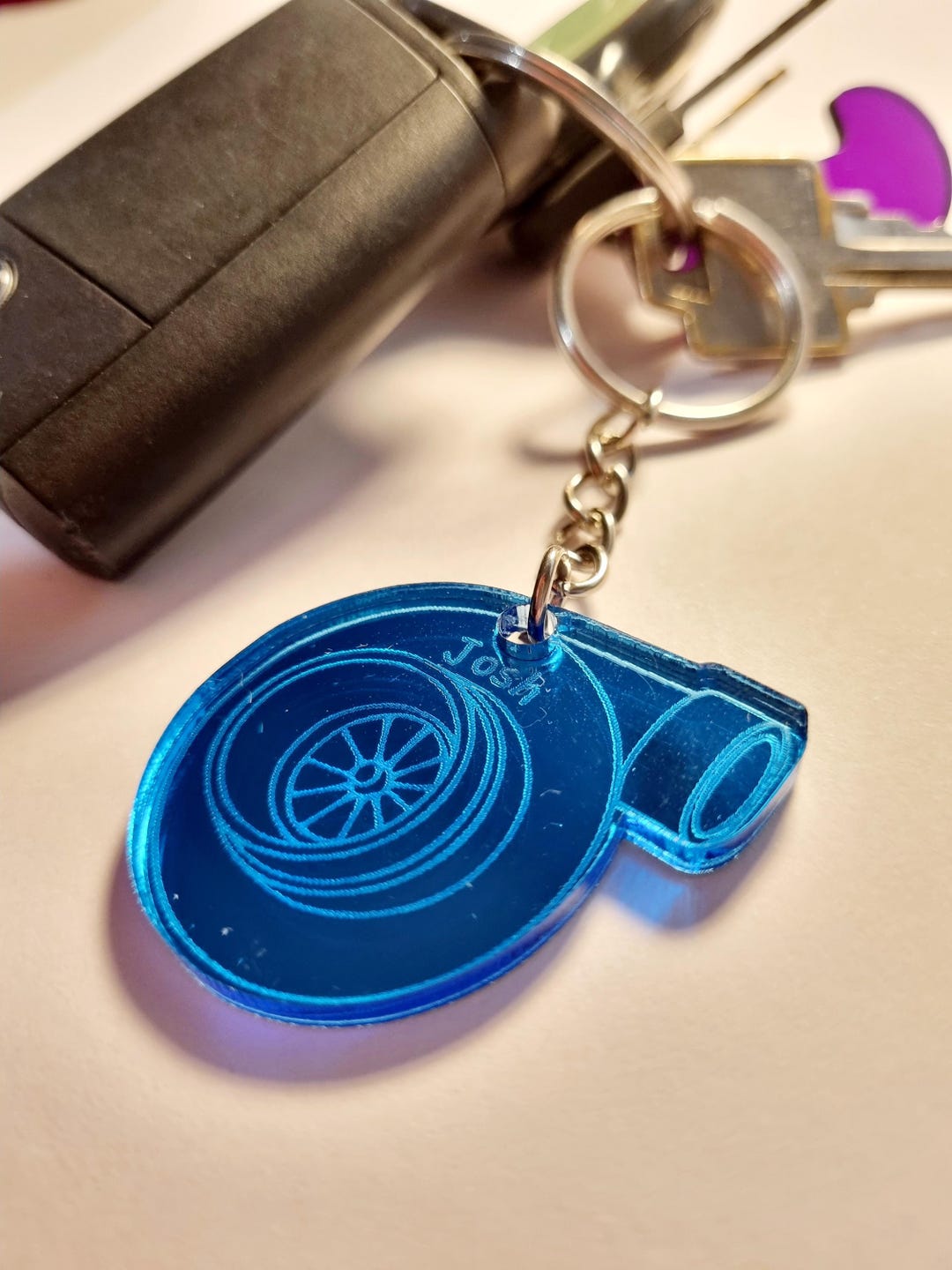 Personalised Turbo Keyring, Custom Car Keyring, Gift for Dad, Gift for ...