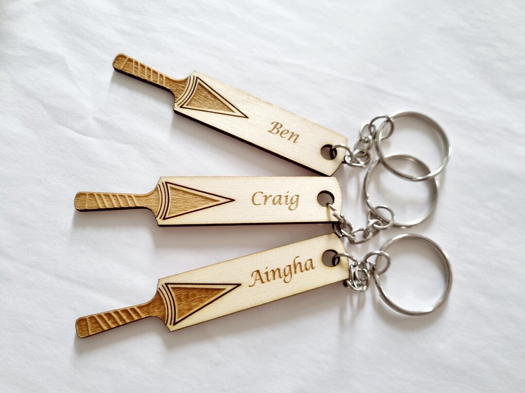 Personalised Cricket Bat Keyring, Keychain, Cricket Lovers, Engraved ...