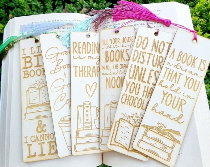 Wooden Engraved Quirky Bookmarks, Page Markers, Book Lovers, Eco ...