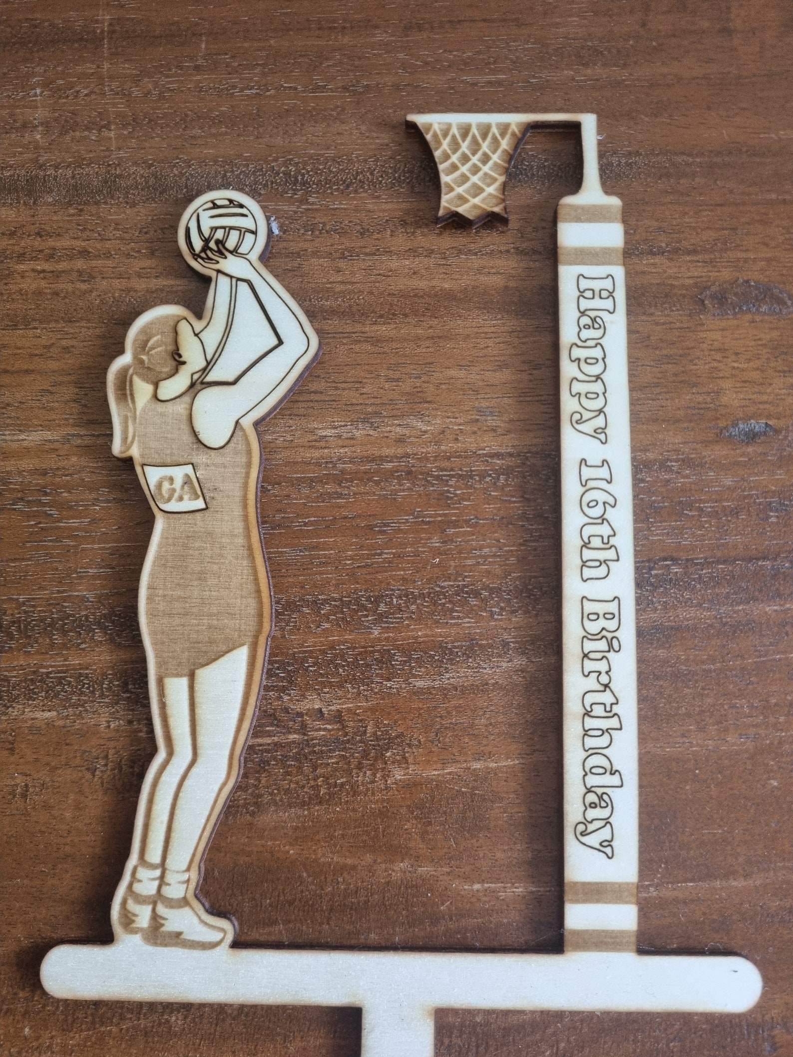 Netball Cake Topper, Personalised Birthday Decoration, Engraved - Etsy