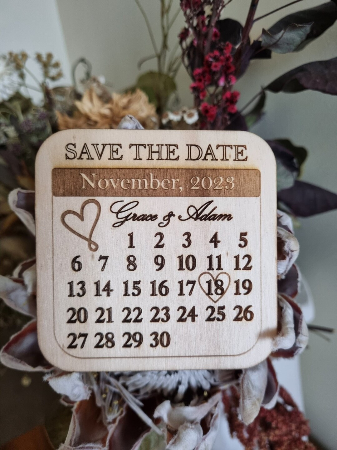 Personalised Wedding Save the Date Invitation, Unique Magnetic Wooden ...