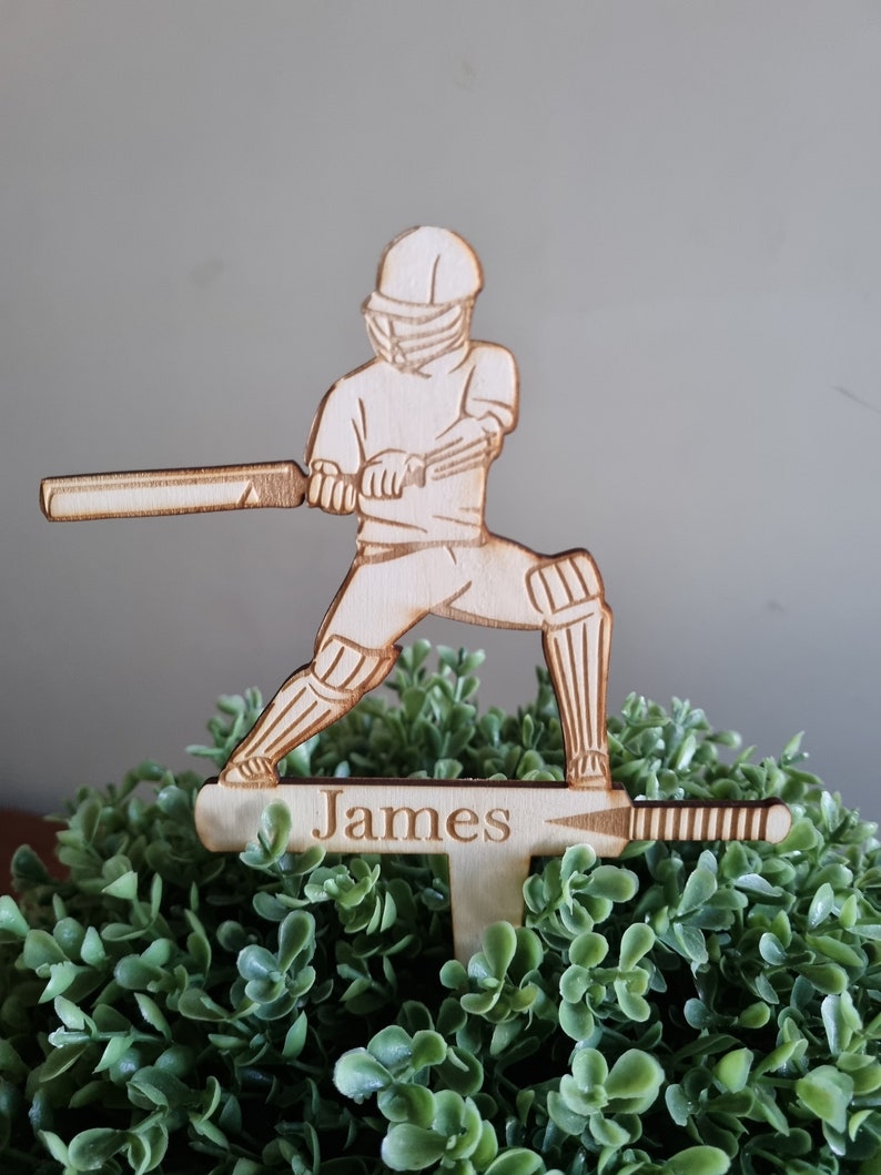 Cricket Cake Topper, Personalised Birthday Decoration, Engraved - Etsy