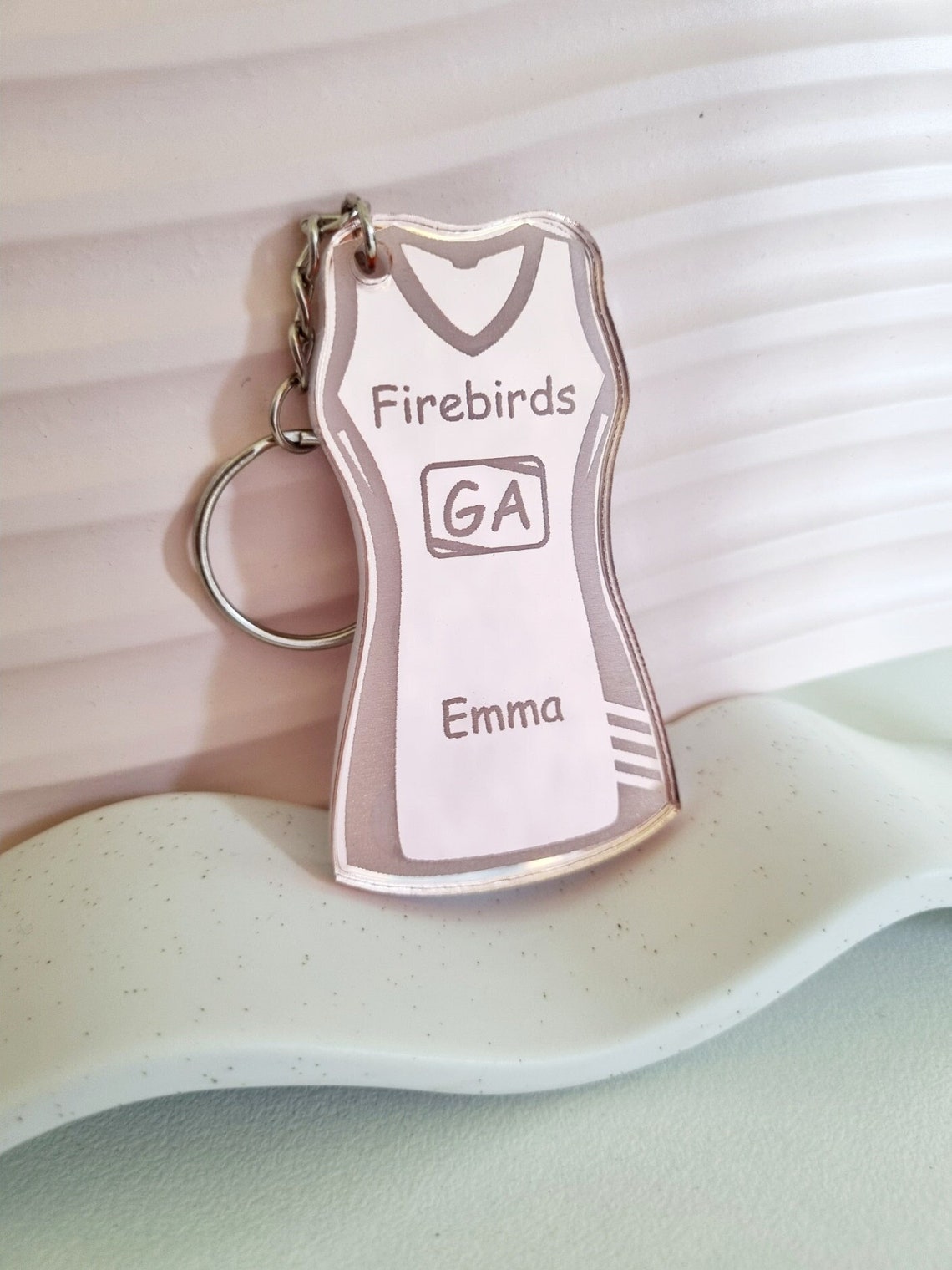 Personalised Acrylic Netball Dress Keyring, Netball Player Gift ...