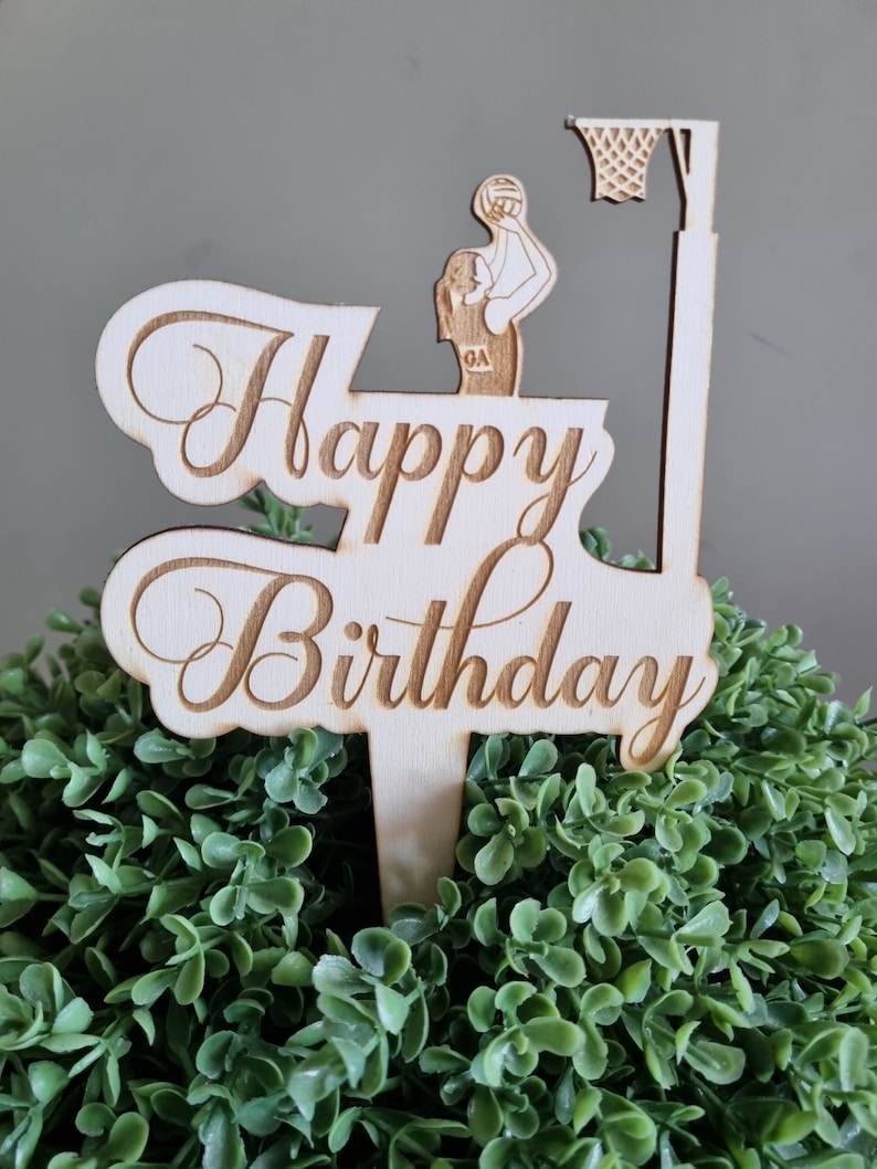 Netball Themed Happy Birthday Cake Topper, Personalised Birthday ...