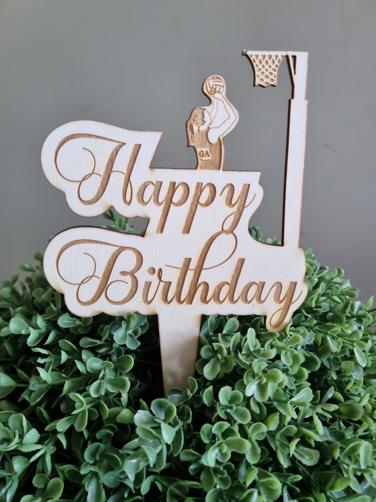 Netball Themed Happy Birthday Cake Topper, Personalised Birthday ...