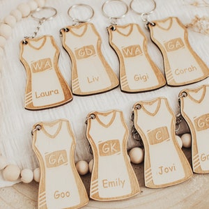 Personalised Netball Dress Keyring, Custom Netball Gift, Netball Player ...