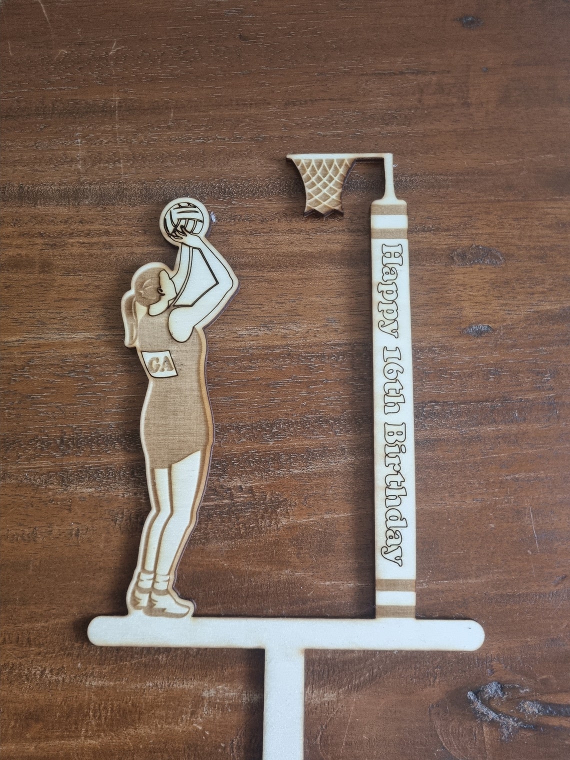 Netball Cake Topper, Personalised Birthday Decoration, Engraved - Etsy