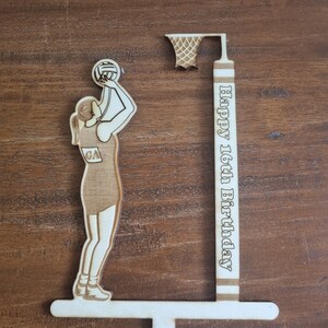 Netball Cake Topper, Personalised Birthday Decoration, Engraved - Etsy