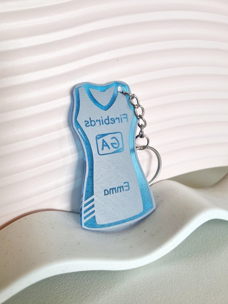 Personalised Acrylic Netball Dress Keyring, Netball Player Gift ...