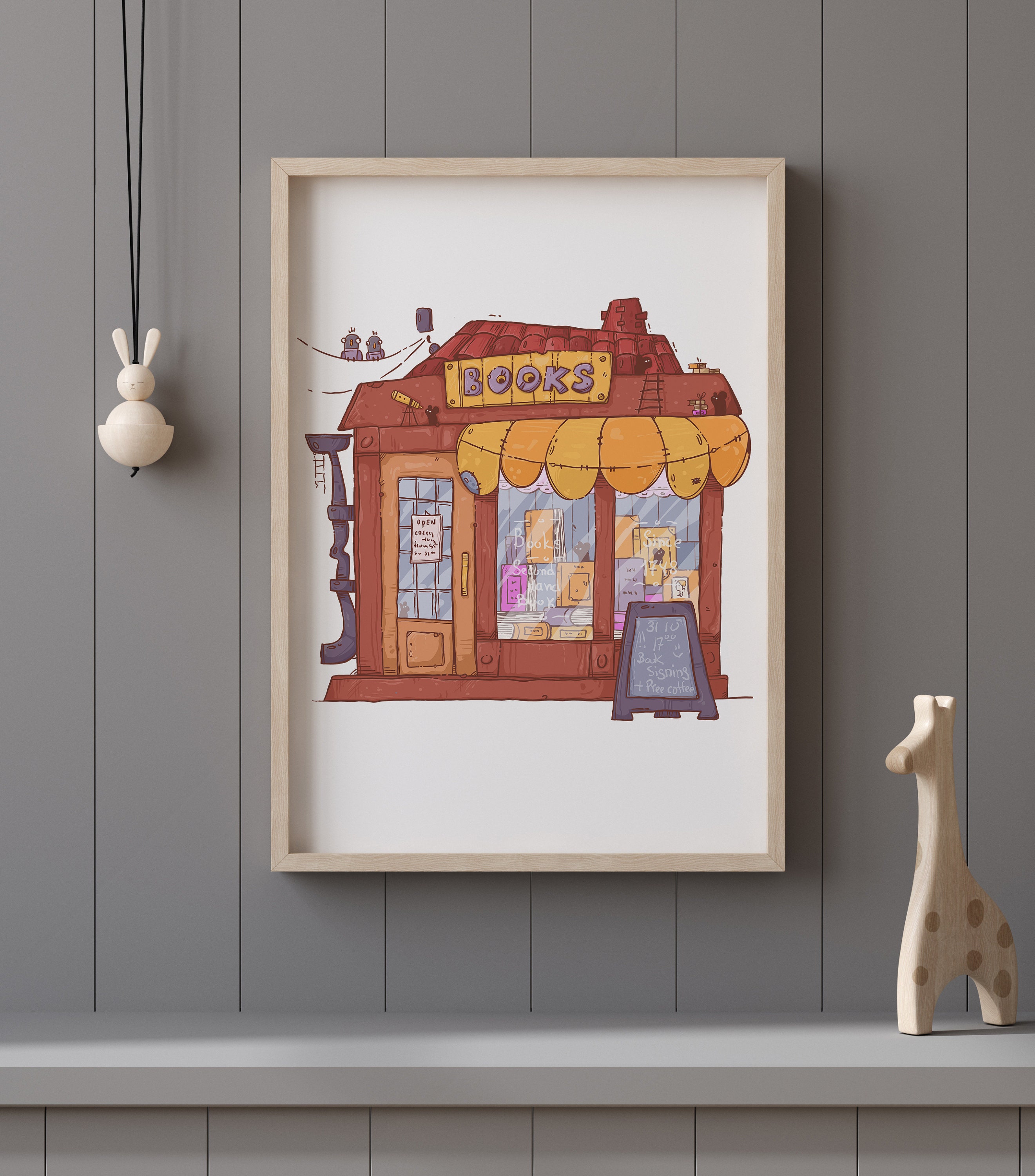 Nursery Wall Art - Shopfront. Cartton style design to decorate - Etsy ...