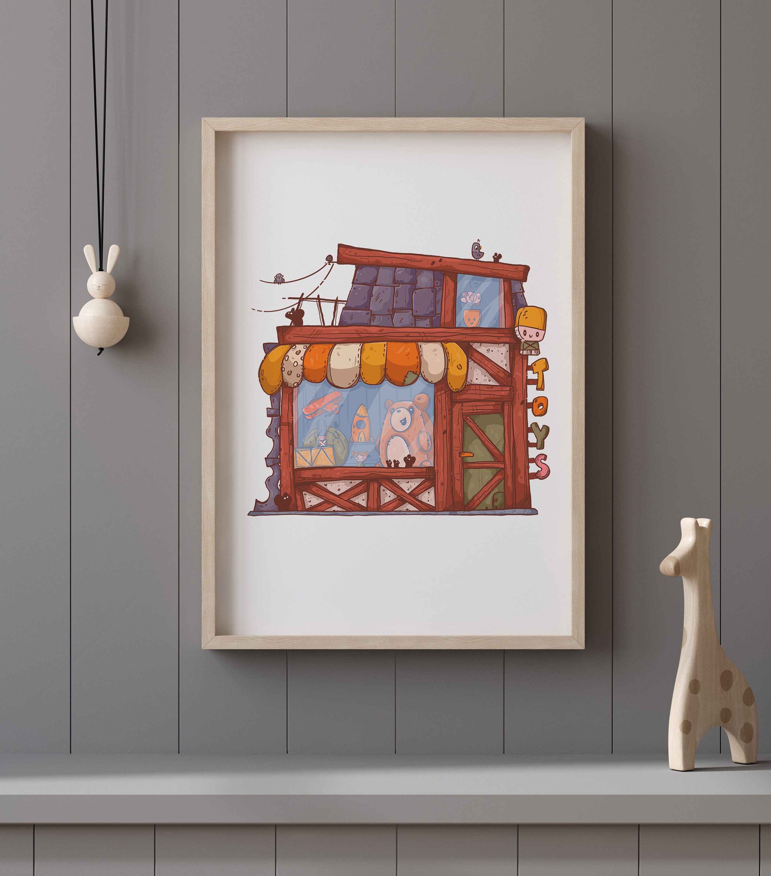 Nursery Wall Art Shopfront. Cartton style design to decorate - Etsy España