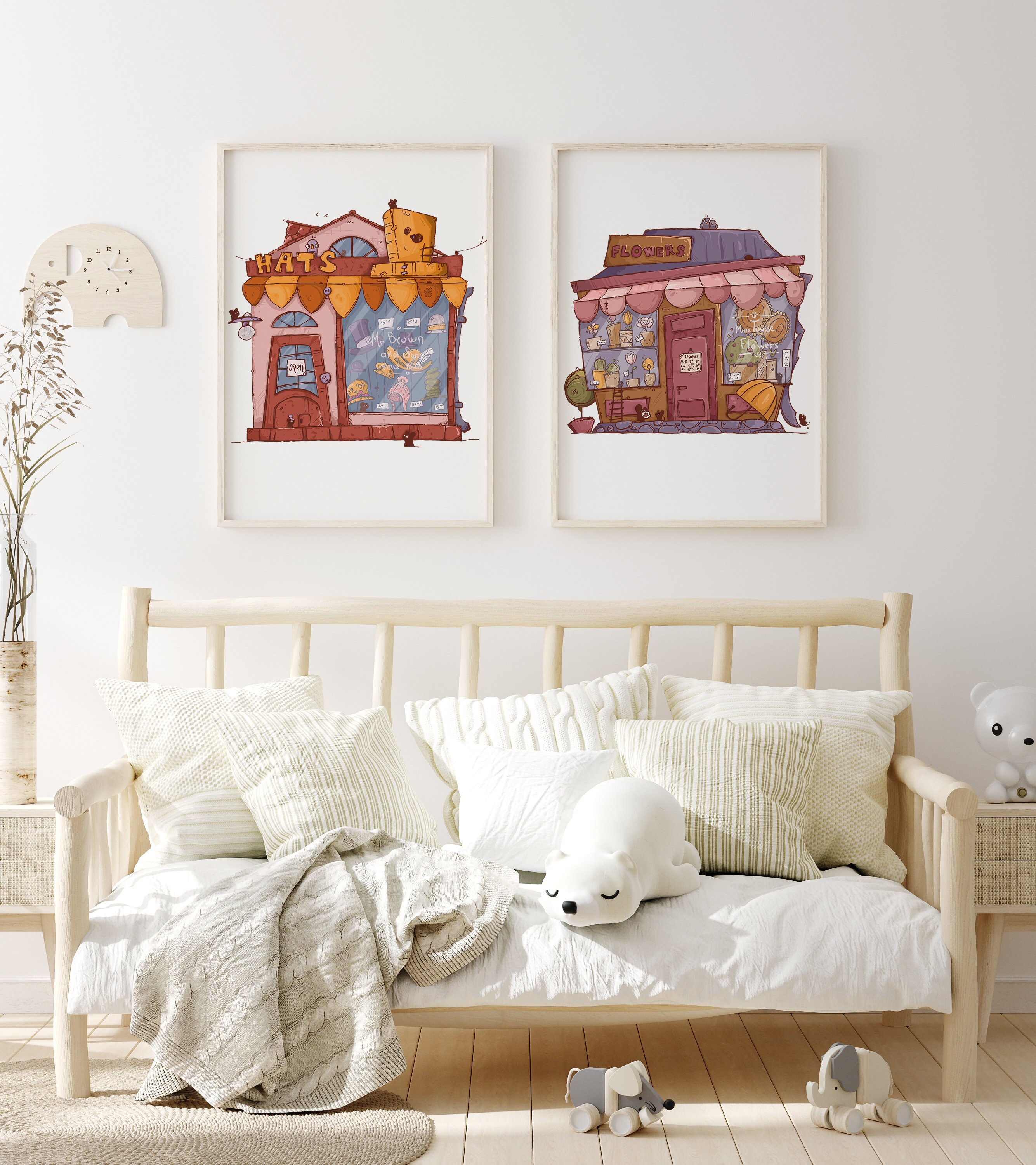Nursery Wall Art - Shopfront. Cartton style design to decorate - Etsy ...