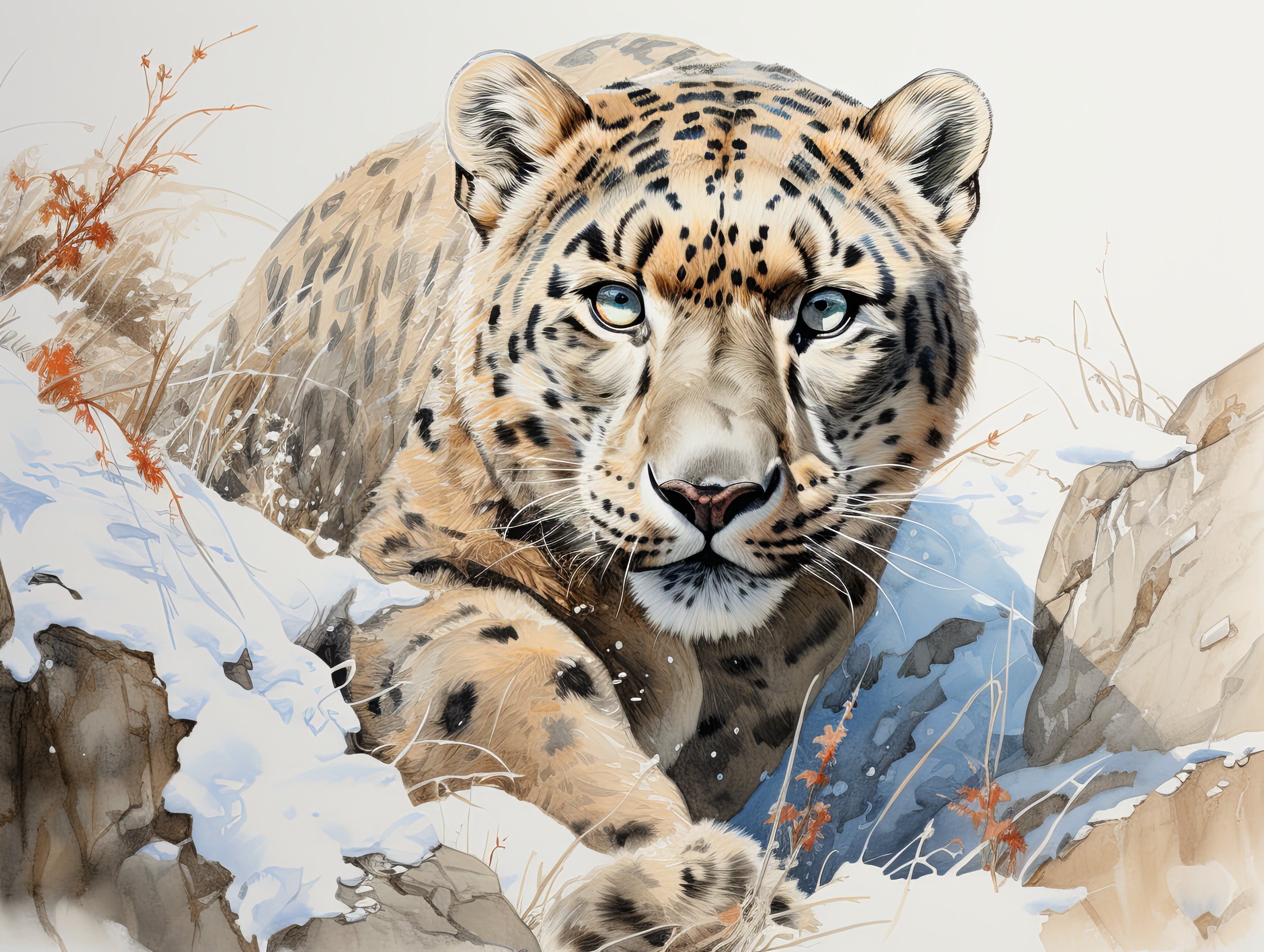 Snow Leopard Print Digital Download Art Image Andy Warhol Digital Art ...