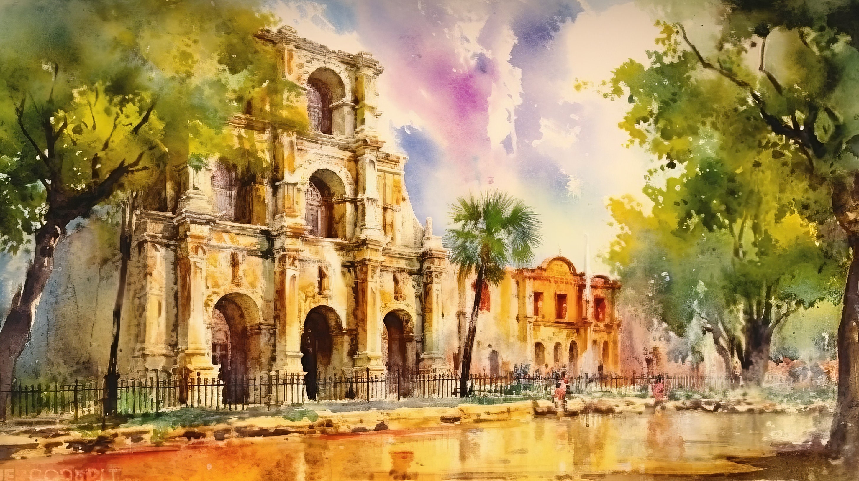 The Alamo Print San Antonio Texas Art Watercolor Digital Art Oil ...