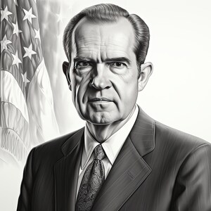Richard Nixon Print President Nixon Digital Image in Watercolor Stained ...