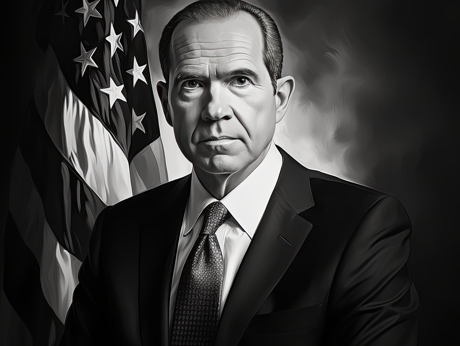 Richard Nixon Print President Nixon Digital Image in Watercolor Stained ...