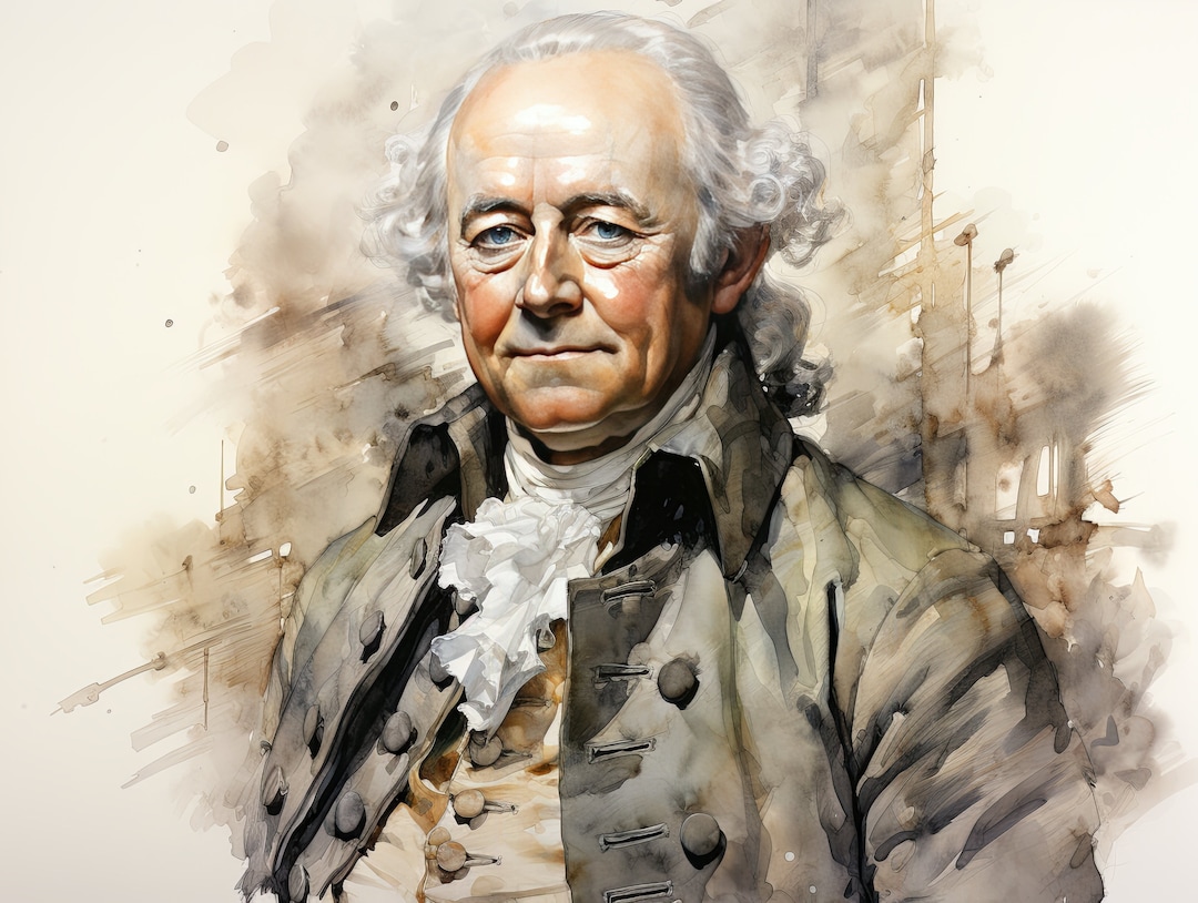 John Adams Print President Adams Digital Image in Watercolor Stained ...