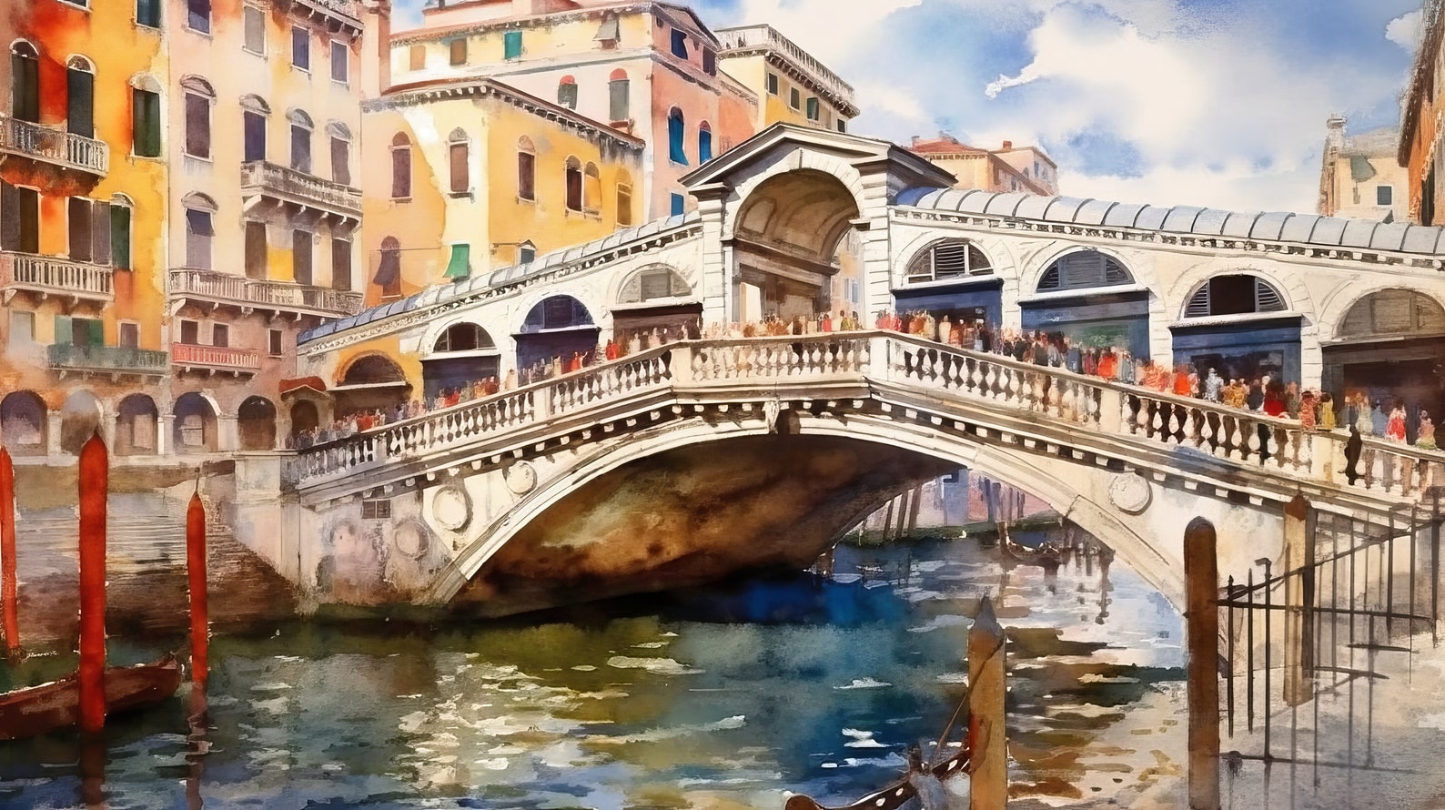 Rialto Bridge Print Venice Italy Art Watercolor Digital Art Oil ...