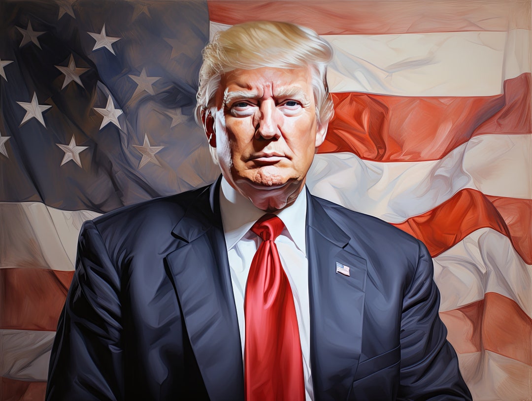 Donald Trump Print President Trump Digital Image in Watercolor Stained ...