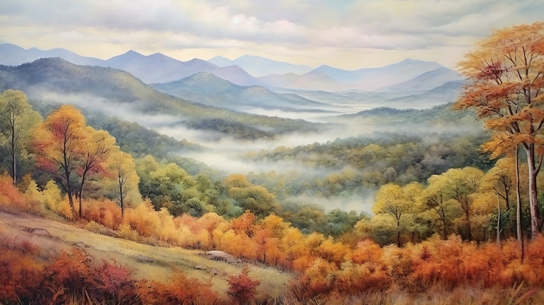 Blue Ridge Parkway Print Virginia/north Carolina Art Watercolor Digital ...