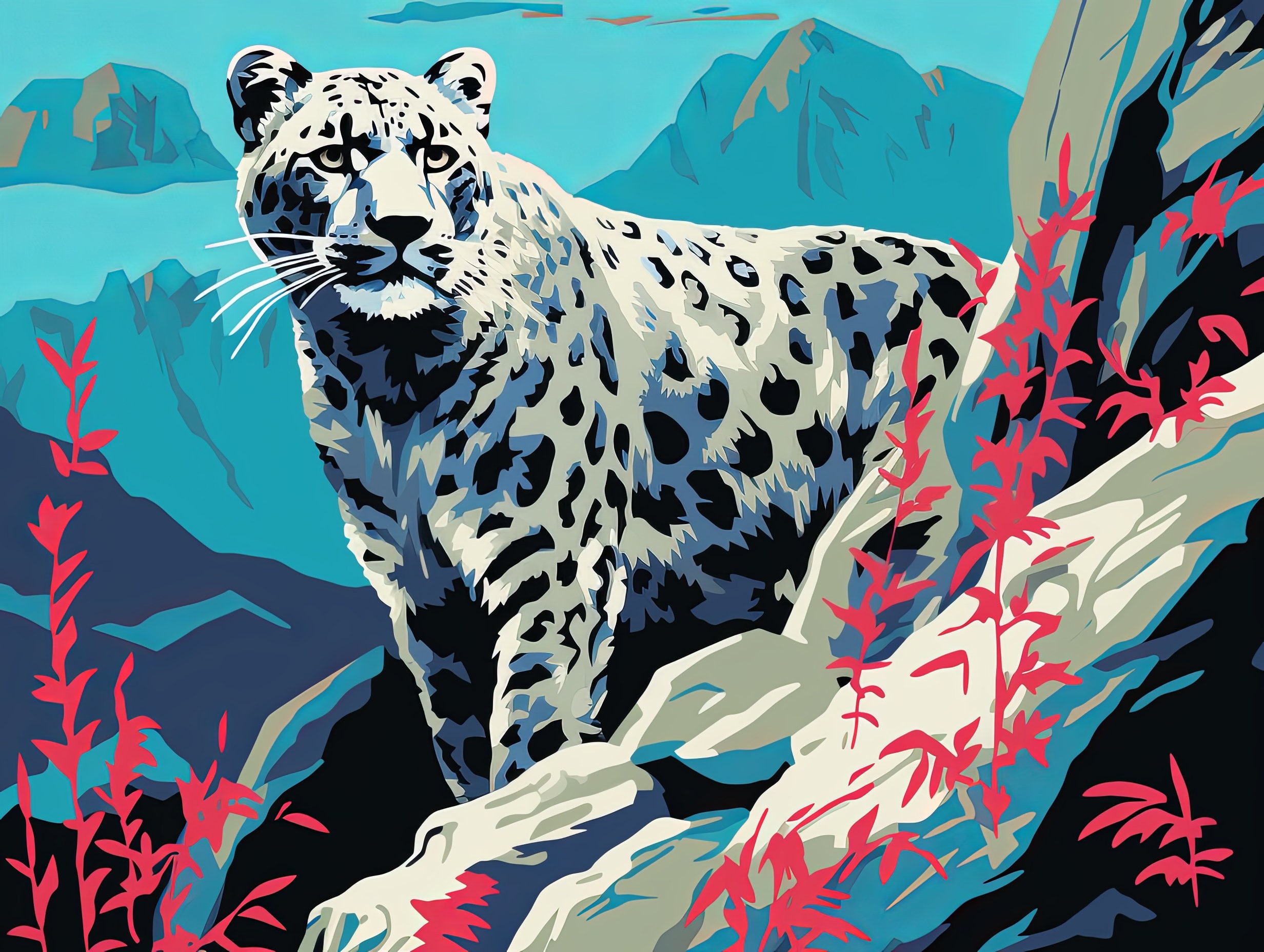 Snow Leopard Print Digital Download Art Image Andy Warhol Digital Art ...