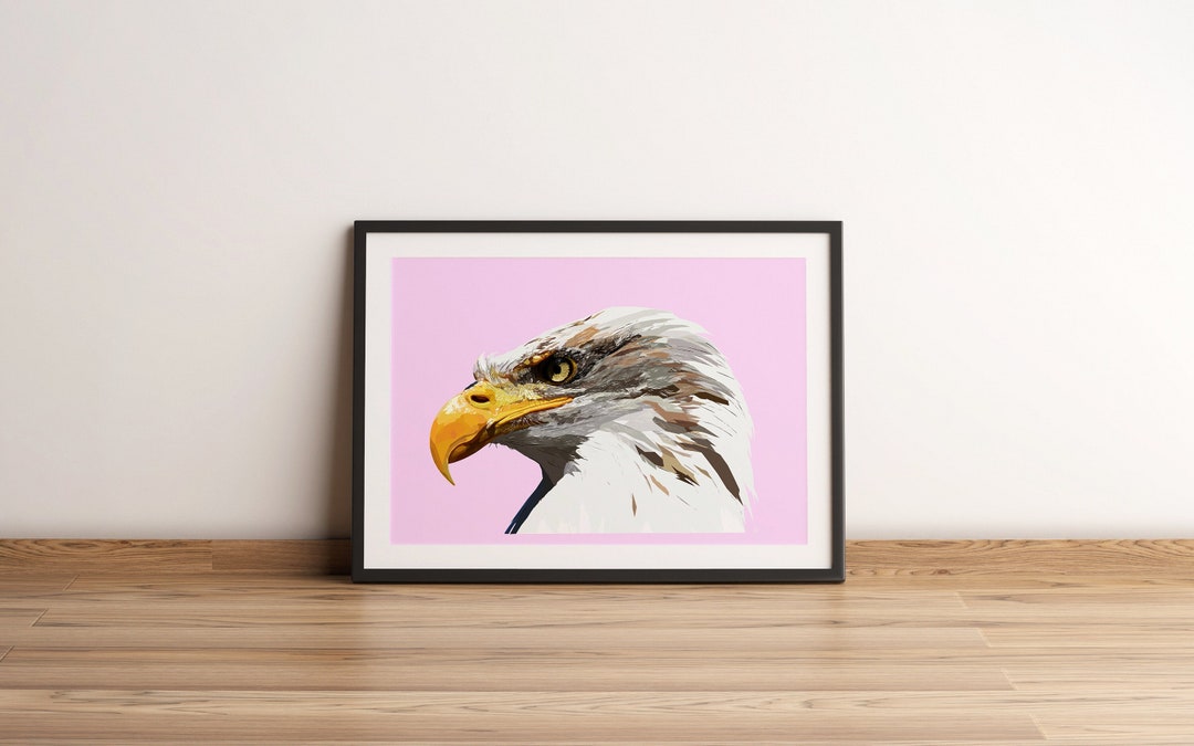 Eagle Pink Background Poster Design - Wall Art - Etsy
