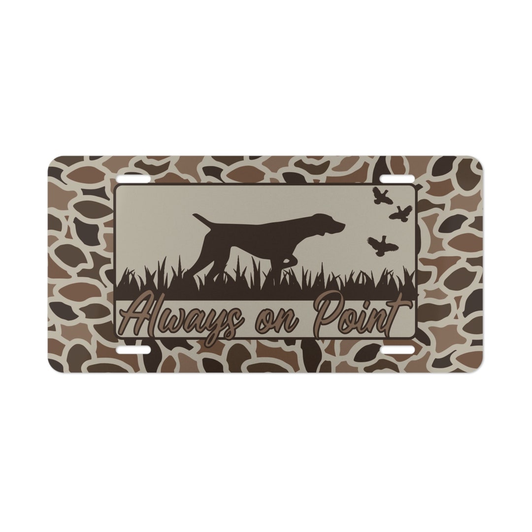 Old School Camo always on Point Pointer With Quail Vanity Plate ...