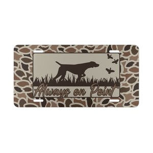 Old School Camo always on Point Pointer With Quail Vanity Plate ...